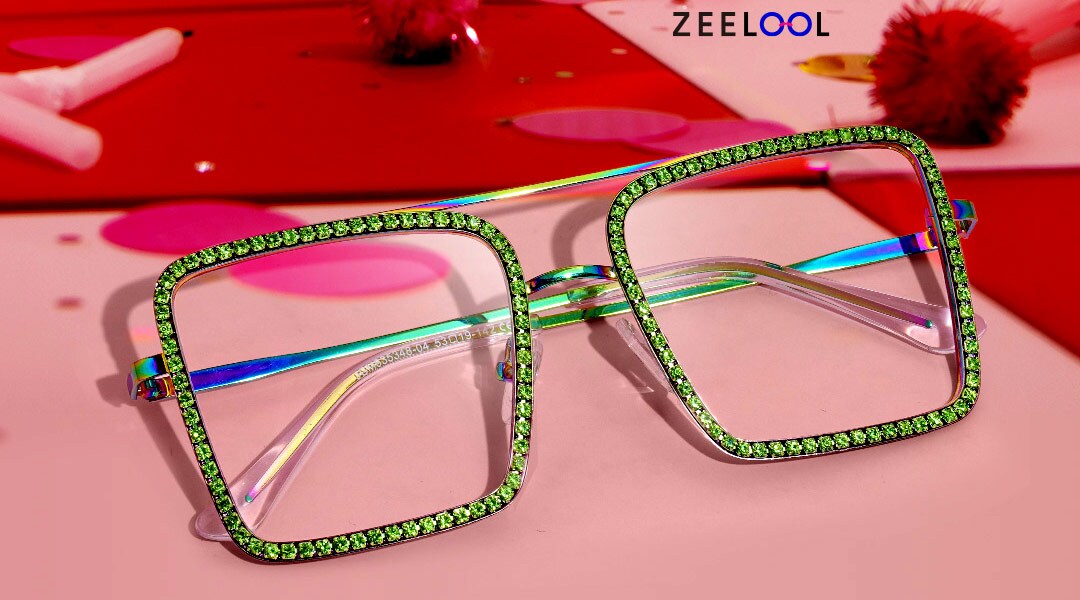 Women's Sparkle Frame Glasses with Glitter and Pearl