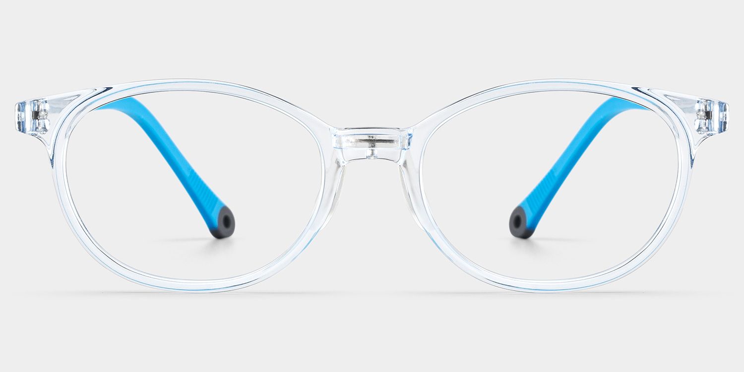 Olive Rectangle Clear Blue Frame Eyeglasses for Pre-tweens