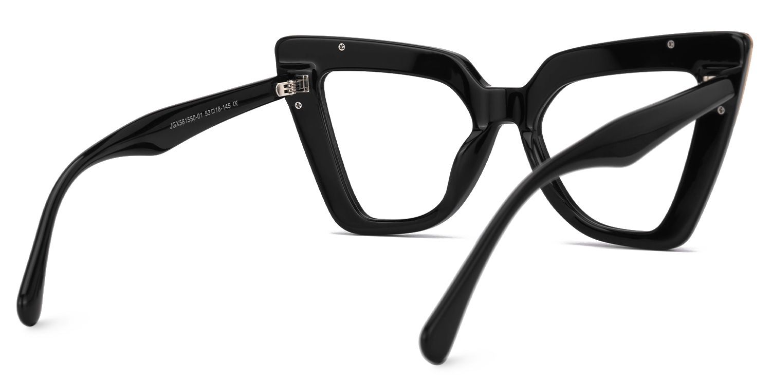 Designer Pedley Cat Eye Black Pointy Frame Glasses