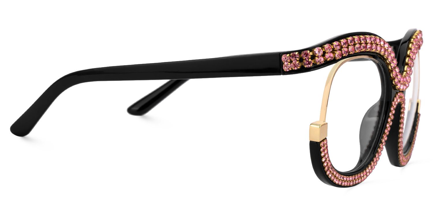 Veasley Square Pink Rhinestone Glasses
