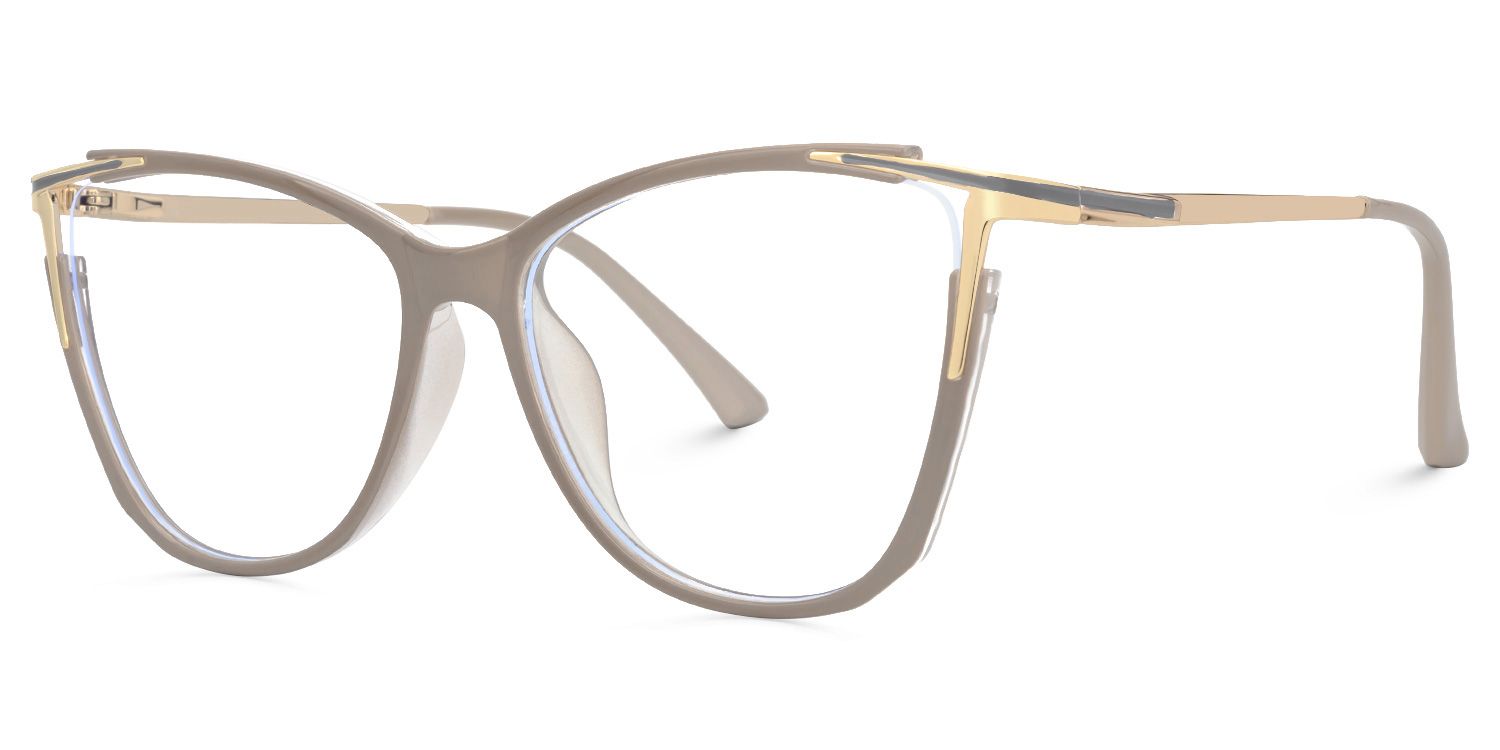 Losier Cateye Khaki Eyeglasses with Mixed Materials -Zeelool