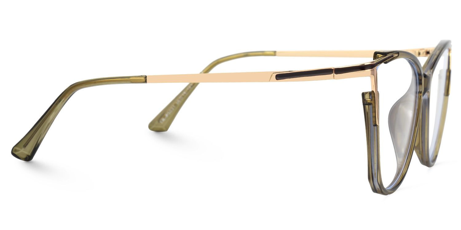 Losier Cateye Green Eyeglasses with Mixed Materials -Zeelool