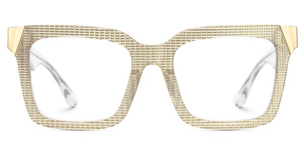 Square Shernia Sparkling Glasses with Beige Frames