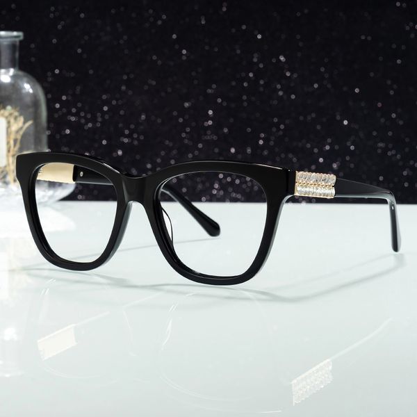 Black Cat Eye Glasses With Rhinestones For Men