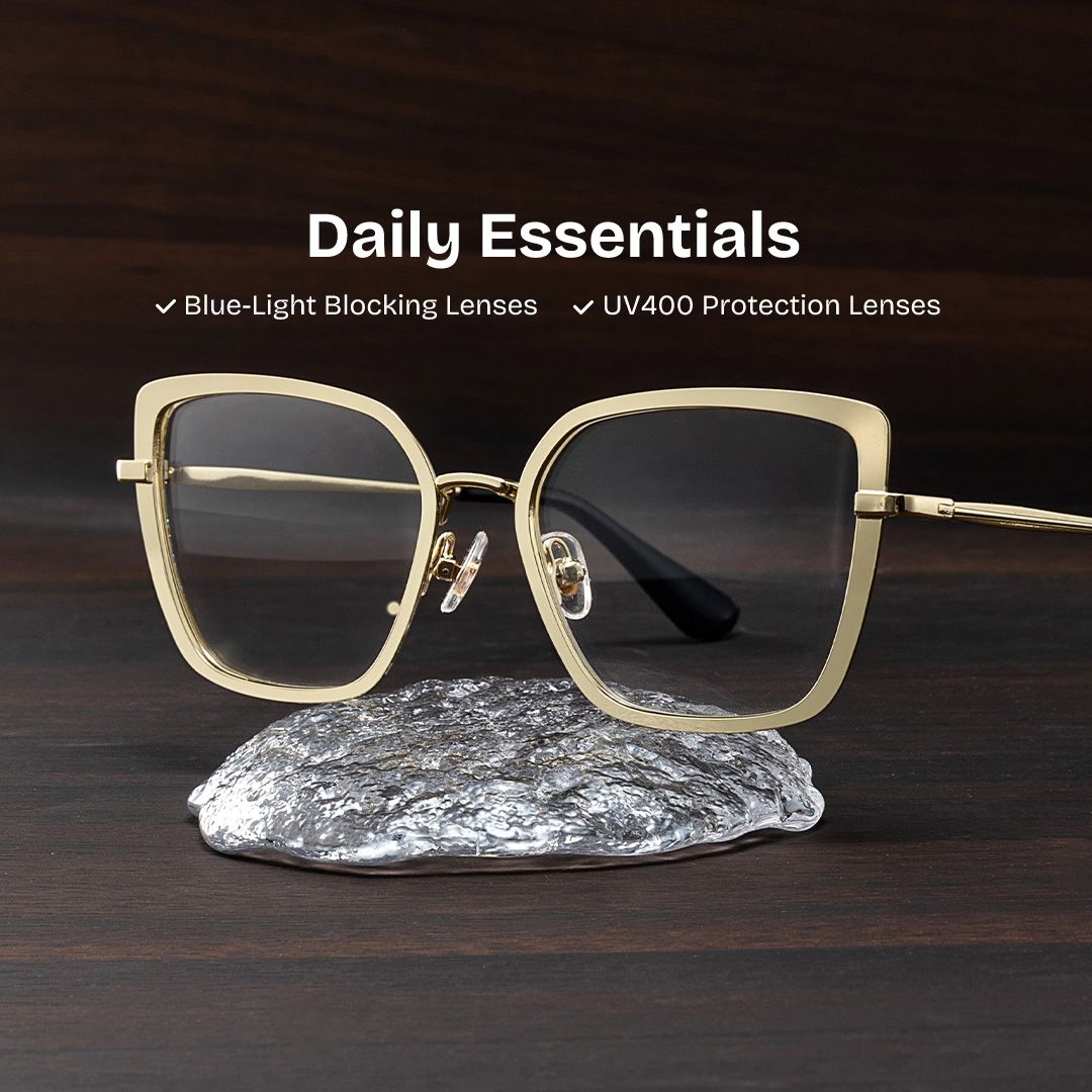 Square Gold Eyeglasses- Max Metal Frame Glasses