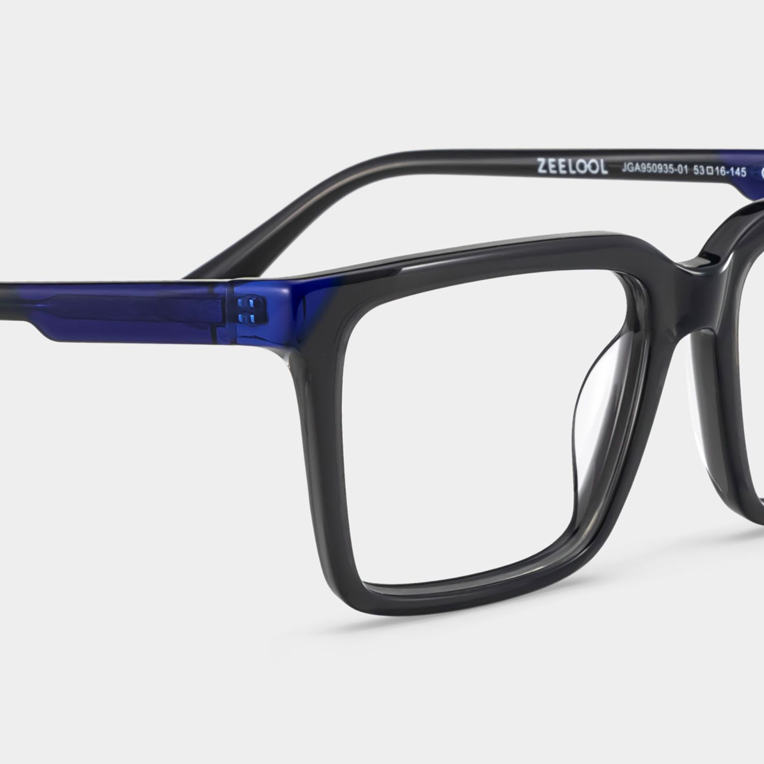 Rectangle Dark Gray Eyeglasses- Troy Acetate Frame Glasses