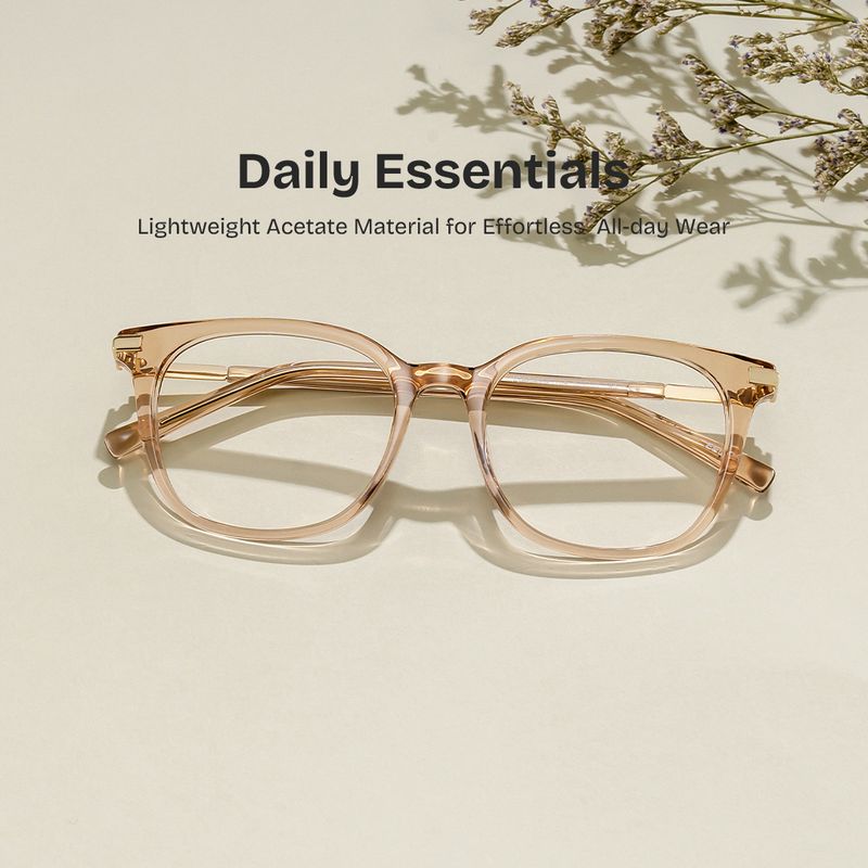 Square Champagne Eyeglasses- Vilmarie Acetate Frame Glasses