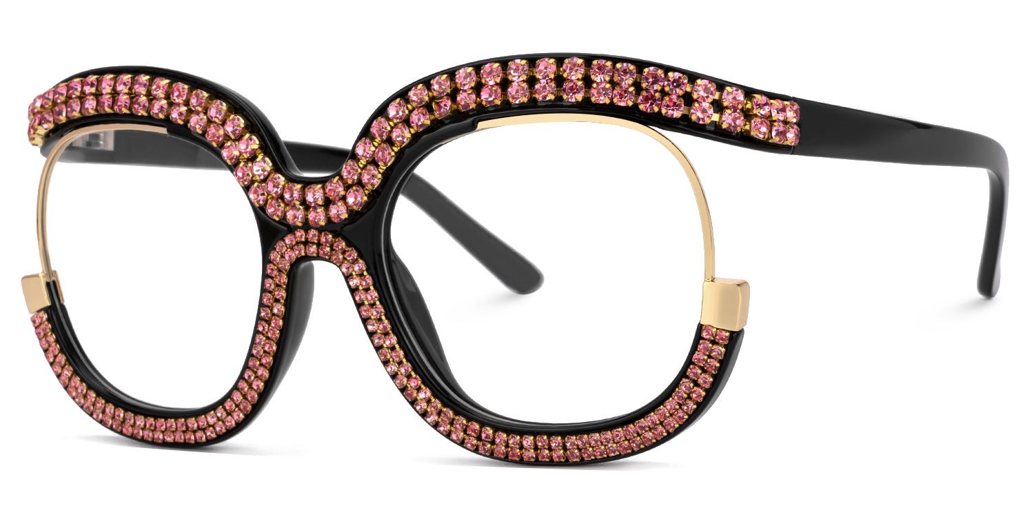 Veasley Square Pink Rhinestone Glasses