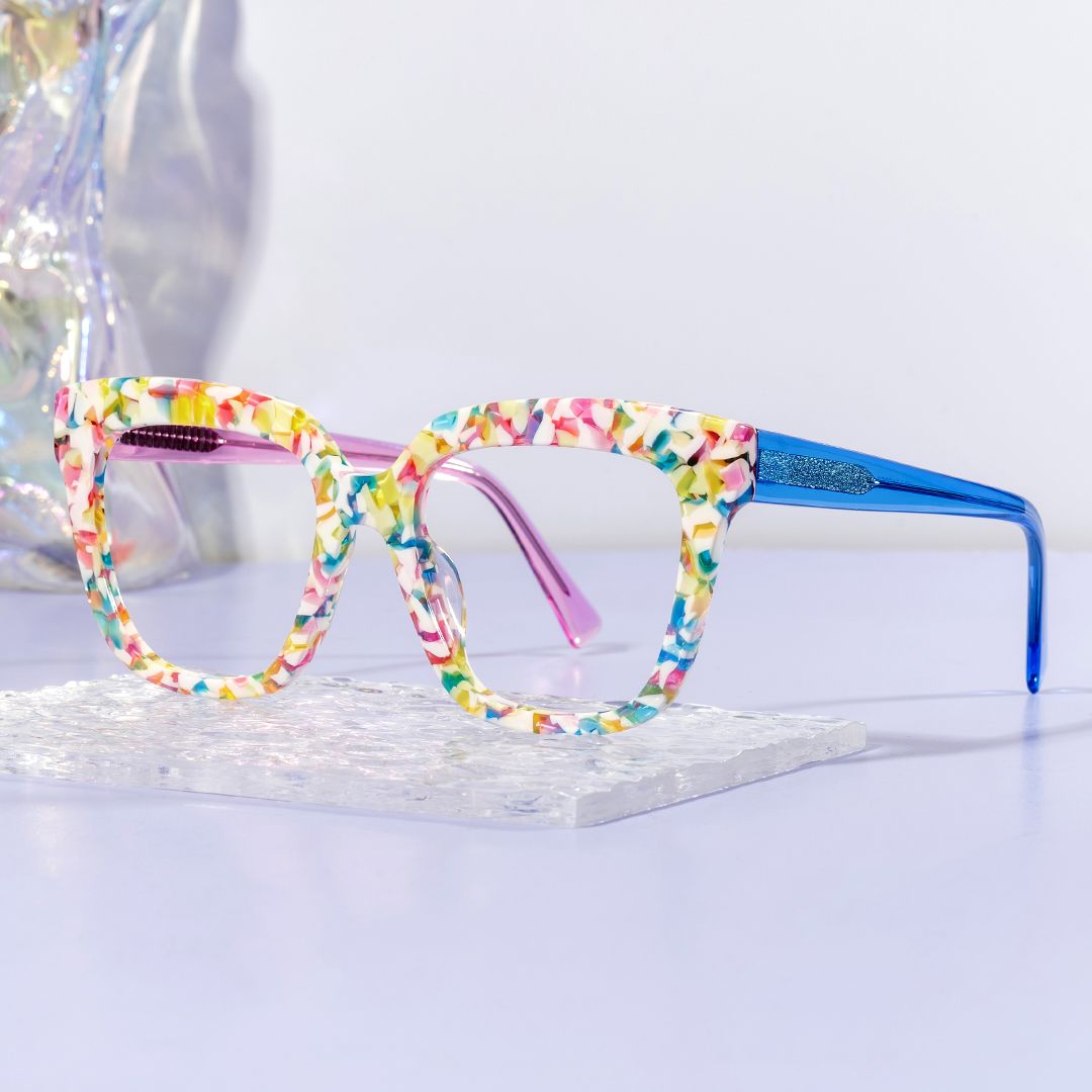 Square Mottled Glasses - Nina Acetate Frame Glasses