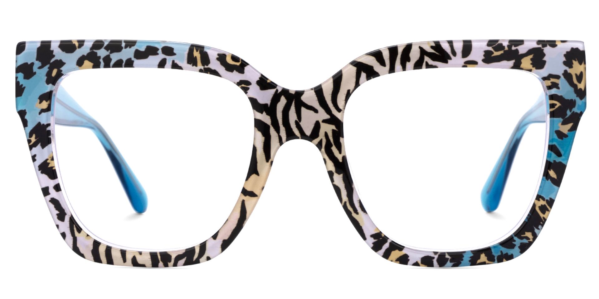 Affordable Blue Leopard Frame Ruby Square Glasses | Zeelool