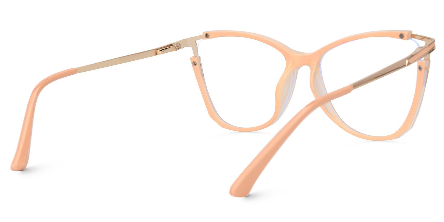 Losier Cateye Pink Eyeglasses with Mixed Materials -Zeelool