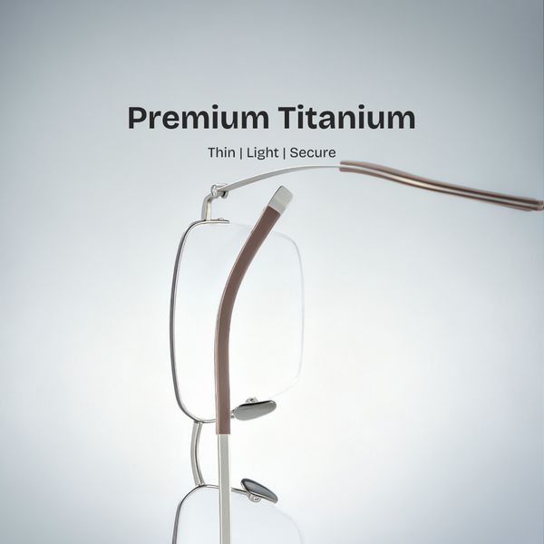 Carson Black Semi Rimless Glasses in Rectangle Frame | ZEELOOL