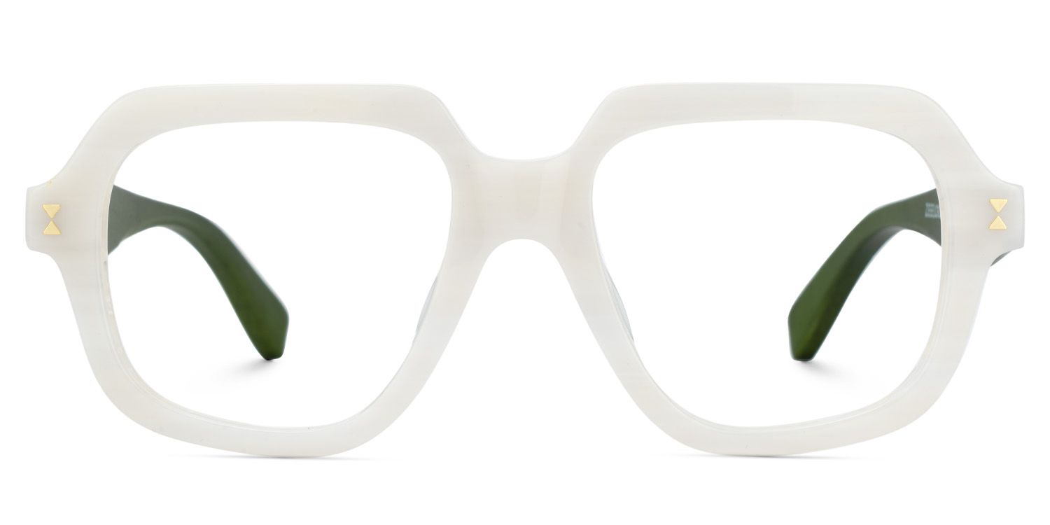 Faubion Oversized White Glasses with Geometric Frames | Zeelool
