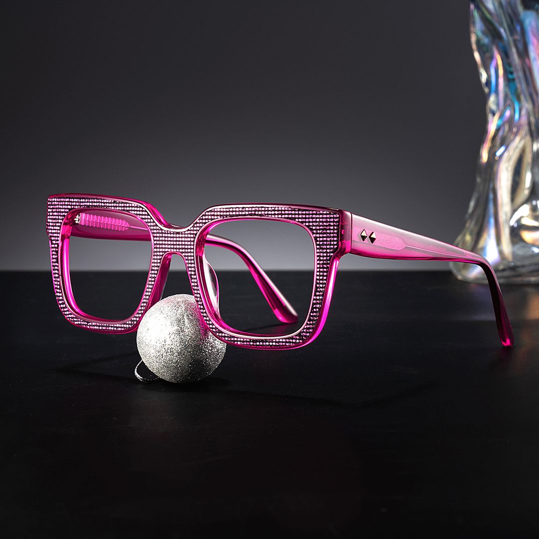 Square Rose Red Acetate Spectacle Frames