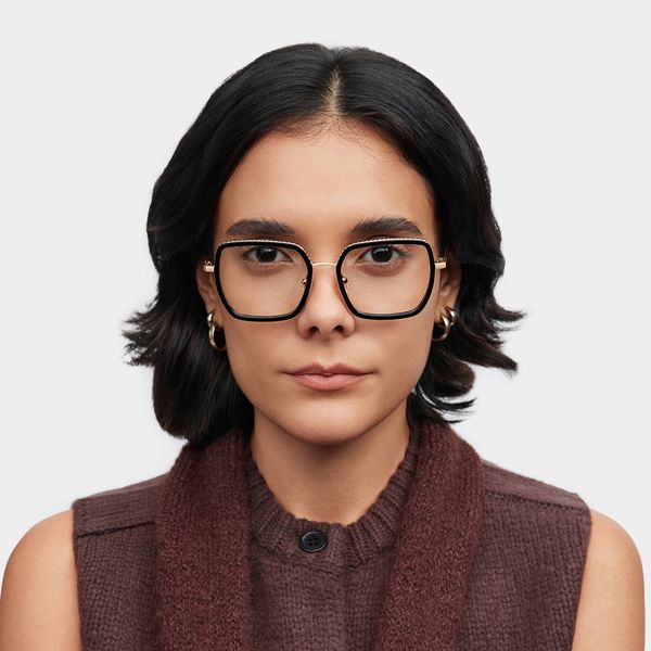 Square Black Eyeglasses- Fiona Mixed Frame Glasses