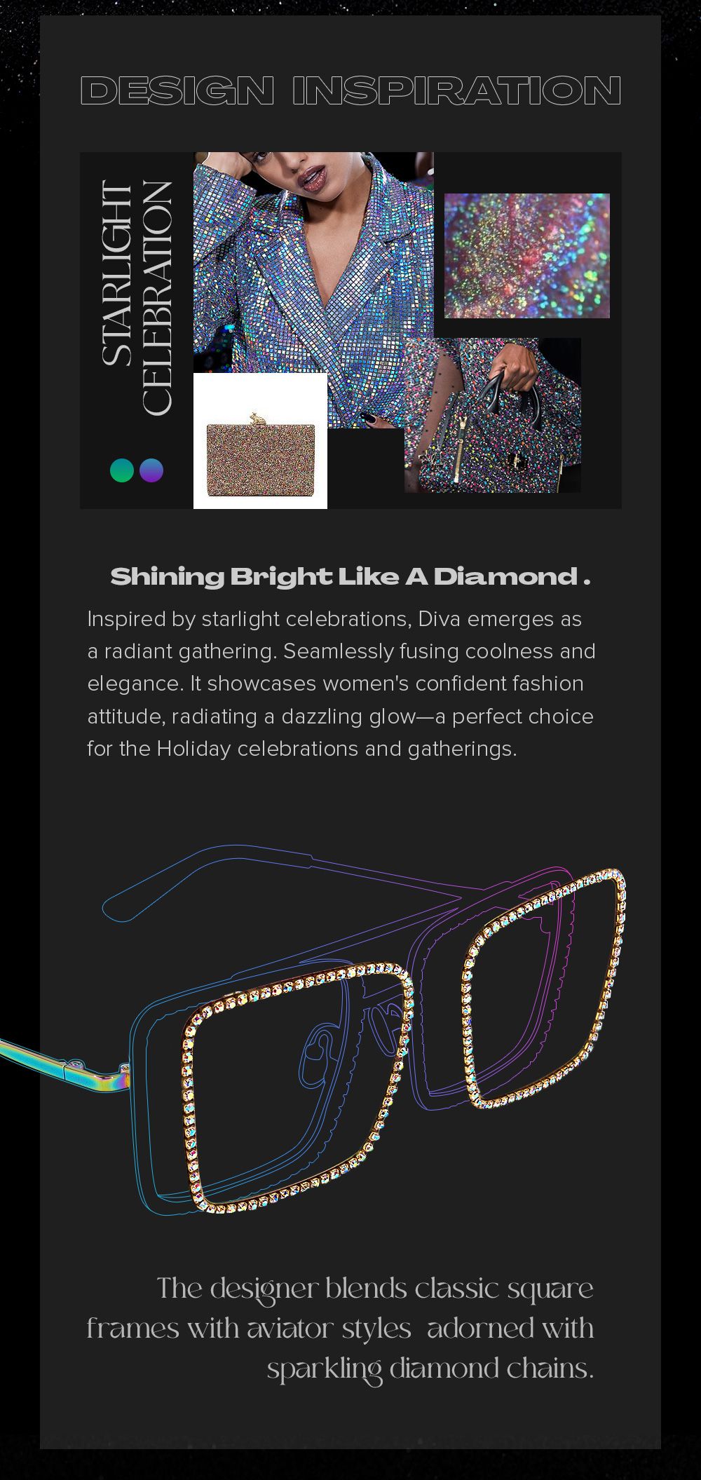 Diva Eyeglasses with Bling, Sparkly Prescription Glasses