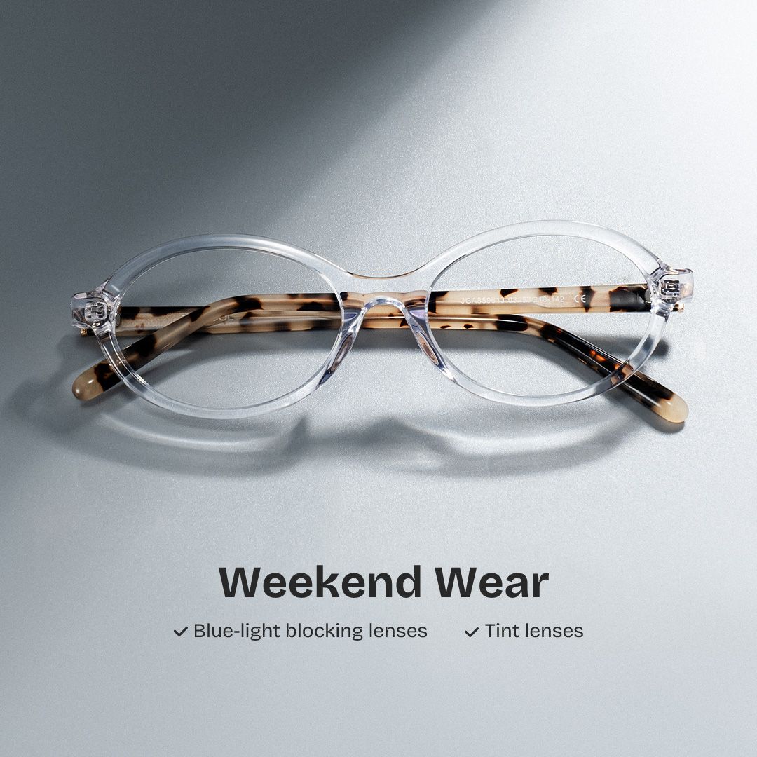 Oval Crystal Eyeglasses- Everly Acetate Frame Glasses