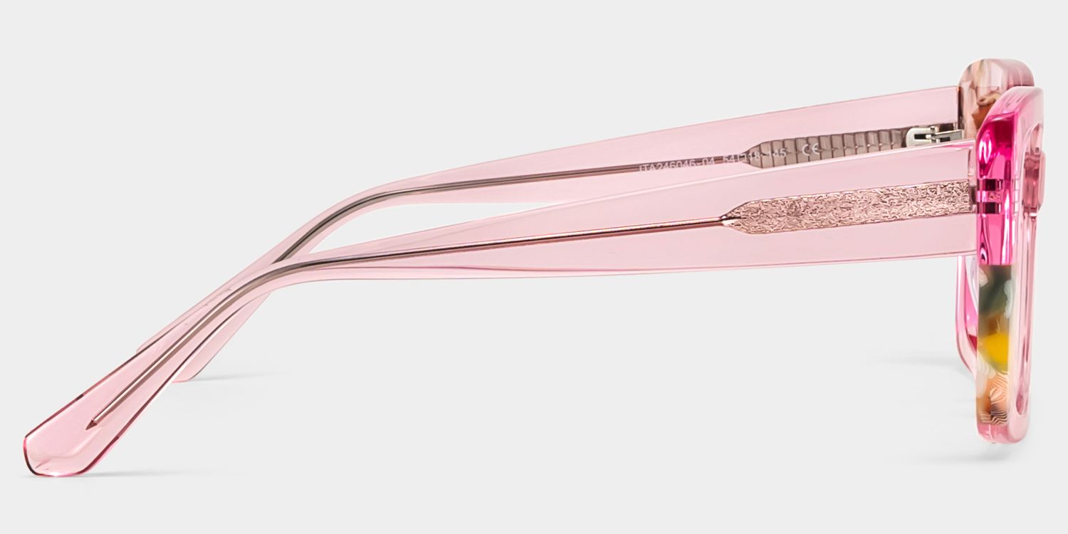 Flair Clear Pink Frame Glasses with Square Frame Online | ZEELOOL