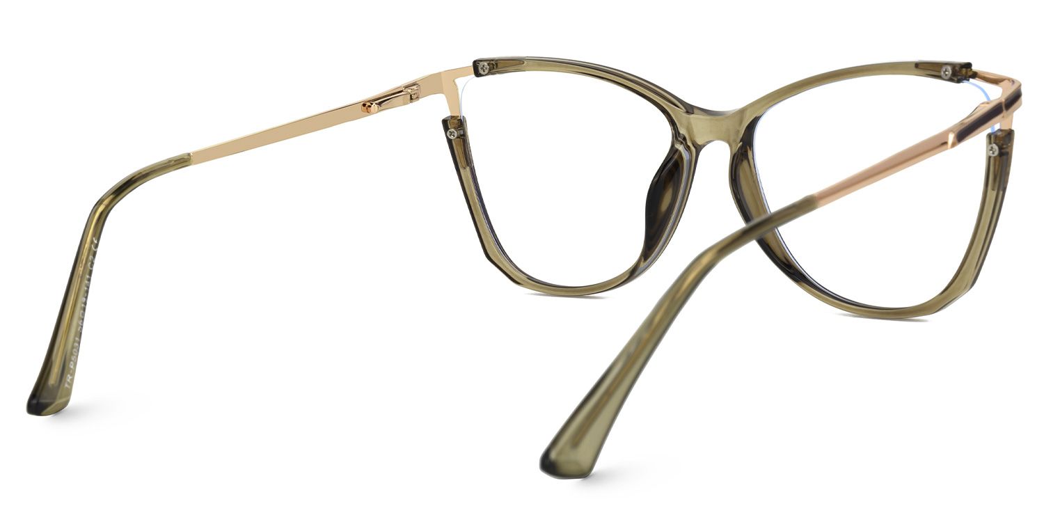 Losier Cateye Green Eyeglasses with Mixed Materials -Zeelool