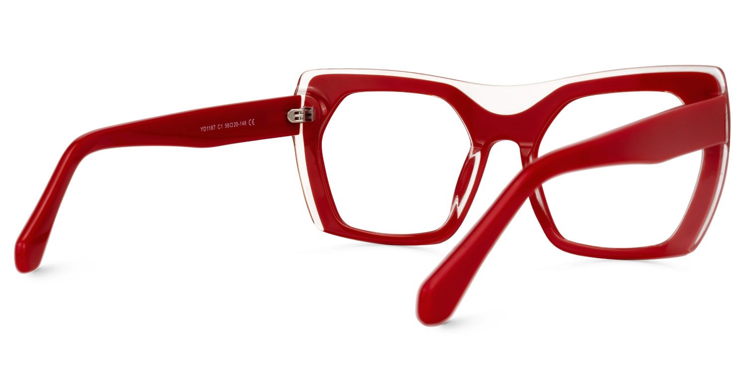 Geometric Gaynell Red Glasses deals -Zeelool Glasses