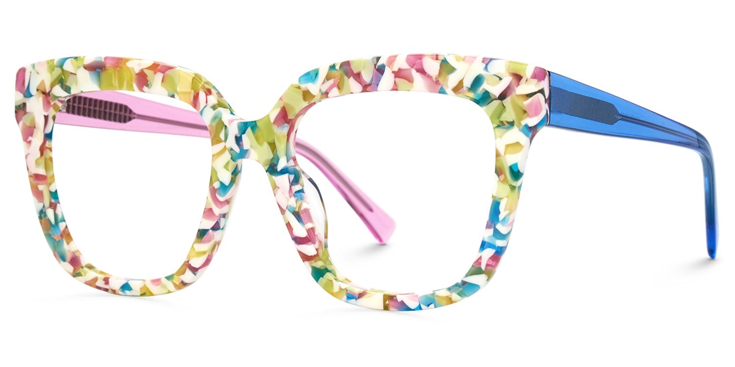Square Mottled Glasses - Nina Acetate Frame Glasses