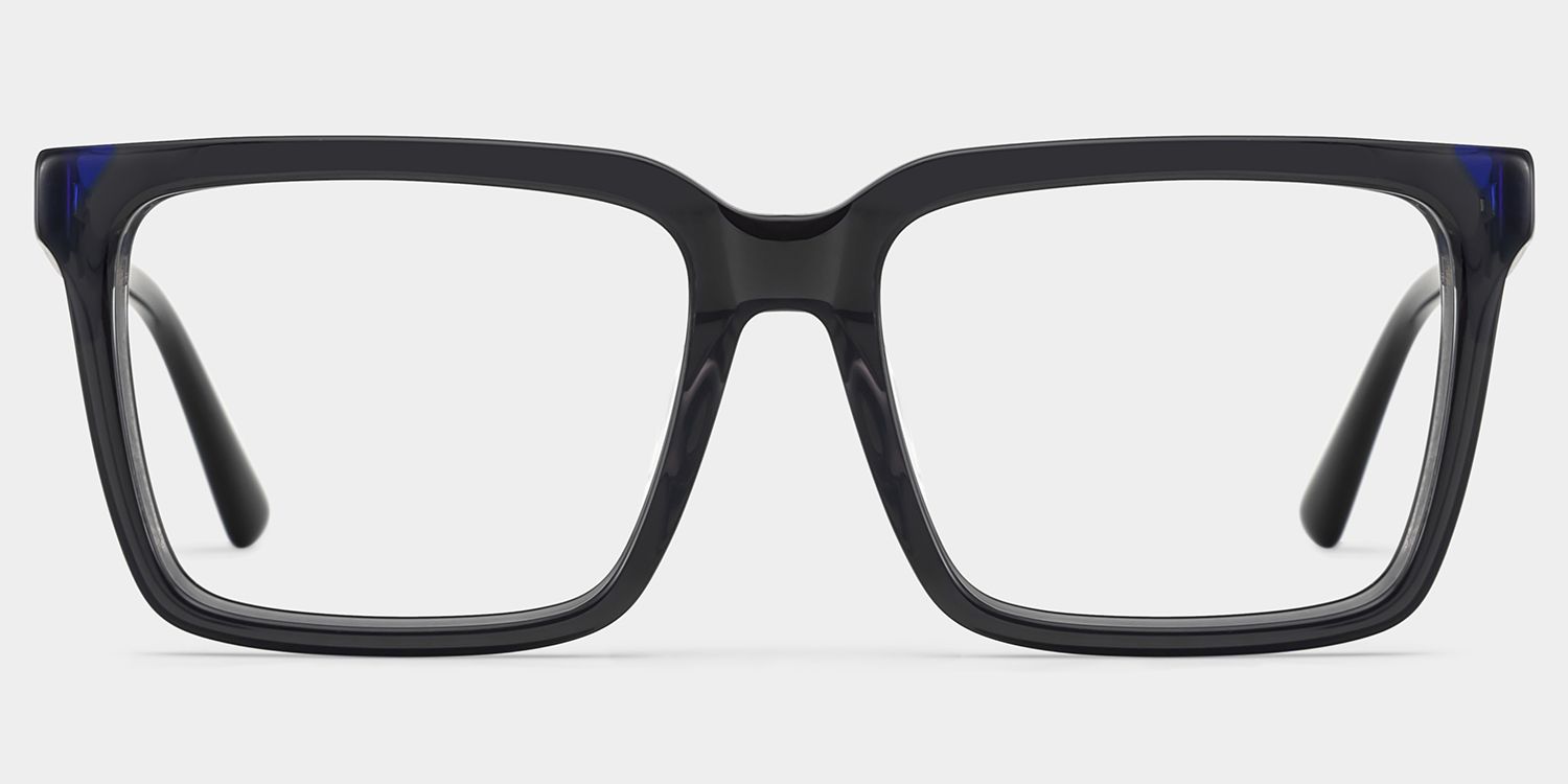 Rectangle Dark Gray Eyeglasses- Troy Acetate Frame Glasses