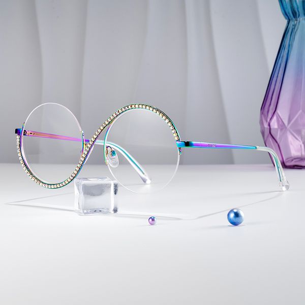 Women's Half Frame Glasses With Diamonds