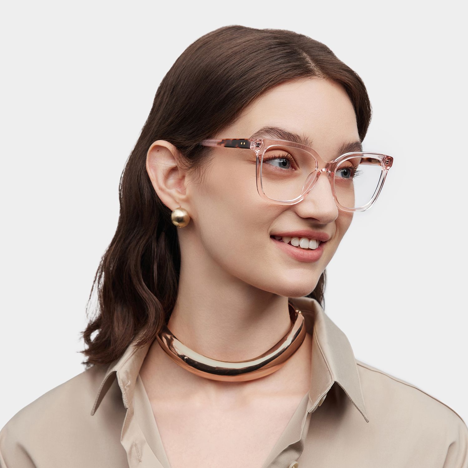 Sage Pink Frame Glasses with Rectangle Frame Online | ZEELOOL