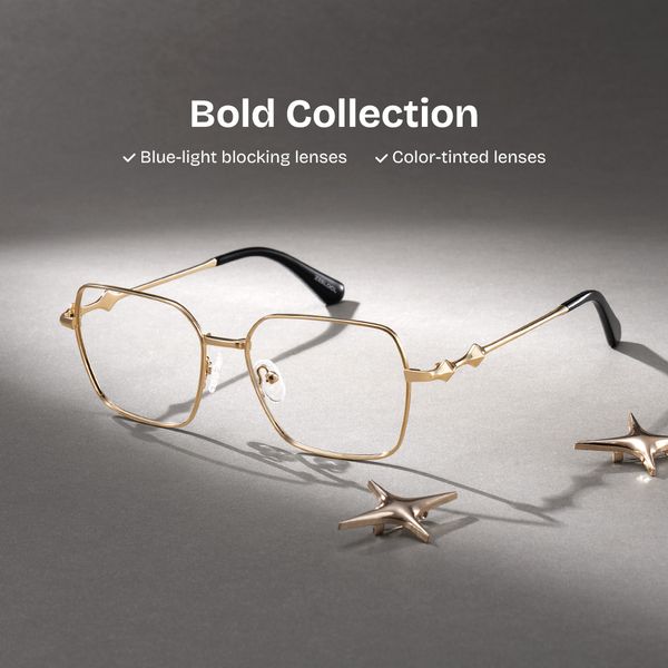 Kayla geometric gold Frame glasses Online | ZEELOOL