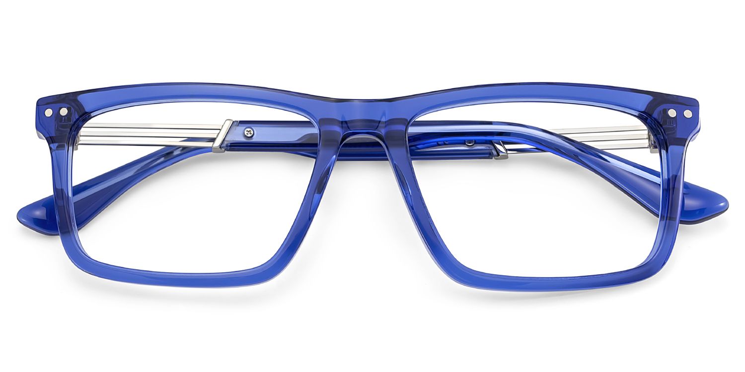Emerson Eyeglasses in Rectangle Blue Frame | Zeelool
