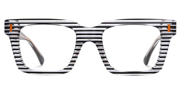 Kirkland Black-White Rectangle Designer Eyeglasses