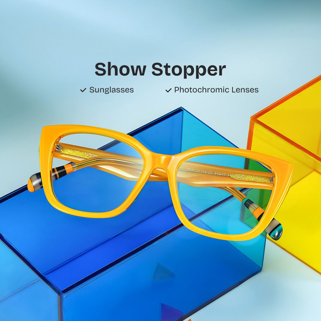 Julius Yellow Frame Glasses with Butterfly Frame Online | ZEELOOL