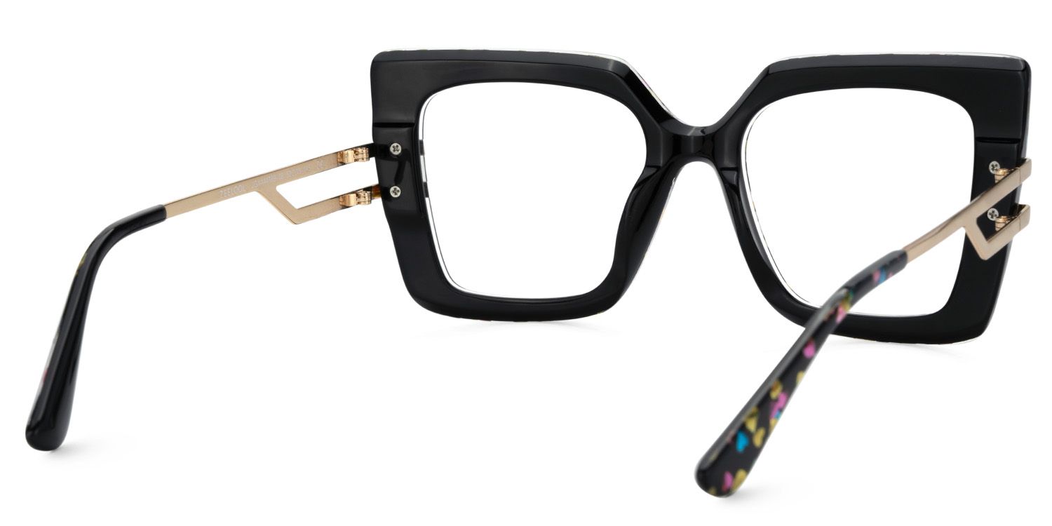 Square Frame Fashion Glasses With Colorful Shiny Heart