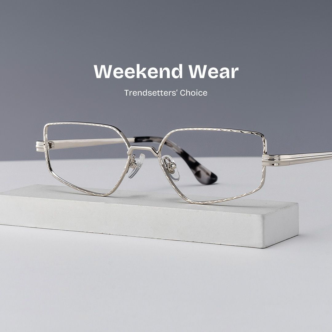Rectangle Silver Eyeglasses- Lyle Metal Frame Glasses