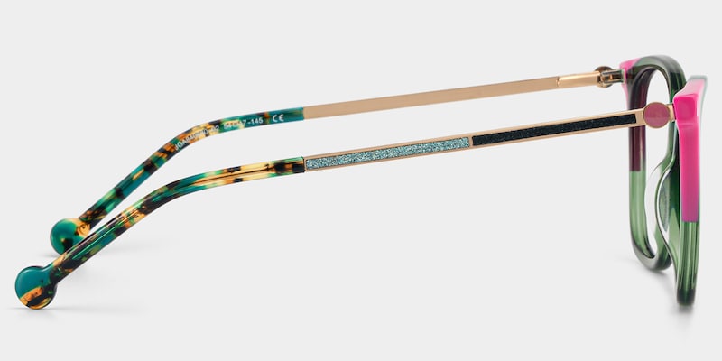 Nico Eyeglasses in Square Green Pink Frame | Zeelool