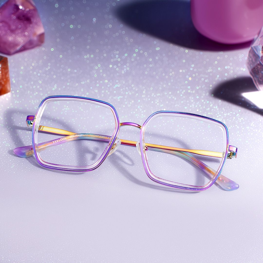 Square Iridescent Eyeglasses- Fiona Mixed Frame Glasses