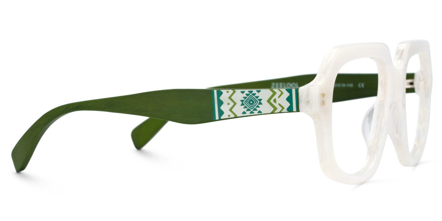 Faubion Oversized White Glasses with Geometric Frames | Zeelool