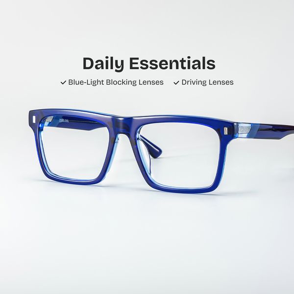 Rectangle Blue Eyeglasses- Henry Acetate Frame Glasses