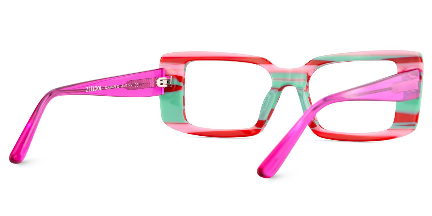 Women's Rectangle Eyeglasses Frames With Red and Green Color