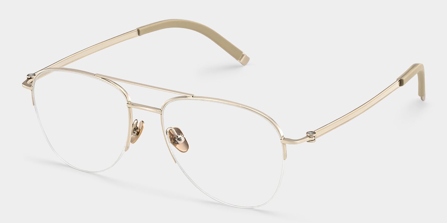 Grayson Semi Rimless Aviator Glasses in Light Gold Frames | ZEELOOL