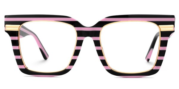 Taylor Square Black Pink Striped Frame Glasses for females | Zeelool