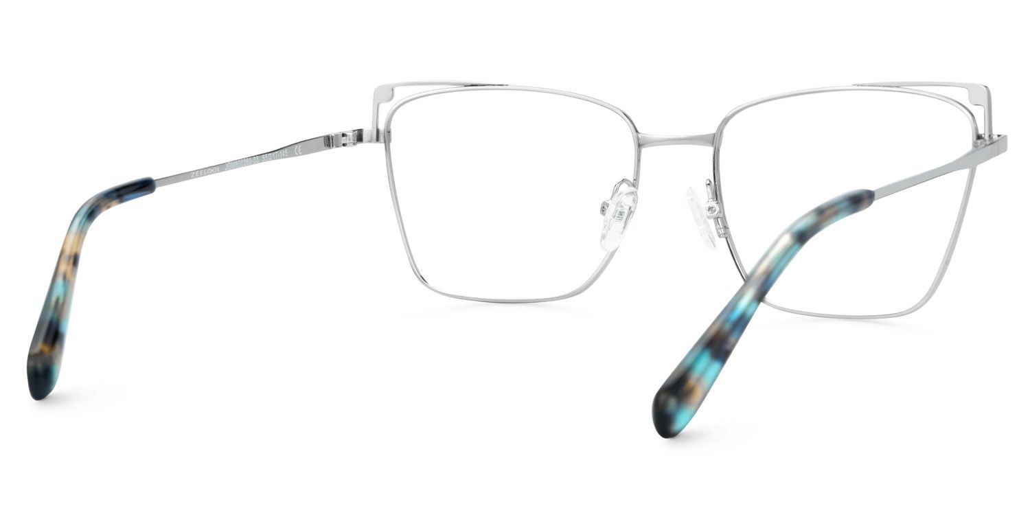 Rectangle Silver Metal Eyeglass Frames | Zeelool