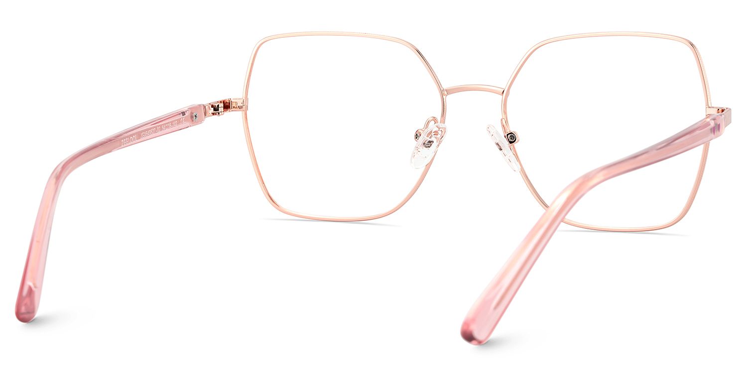 Rose Gold Glasses For Women With Transparent Pink Temples