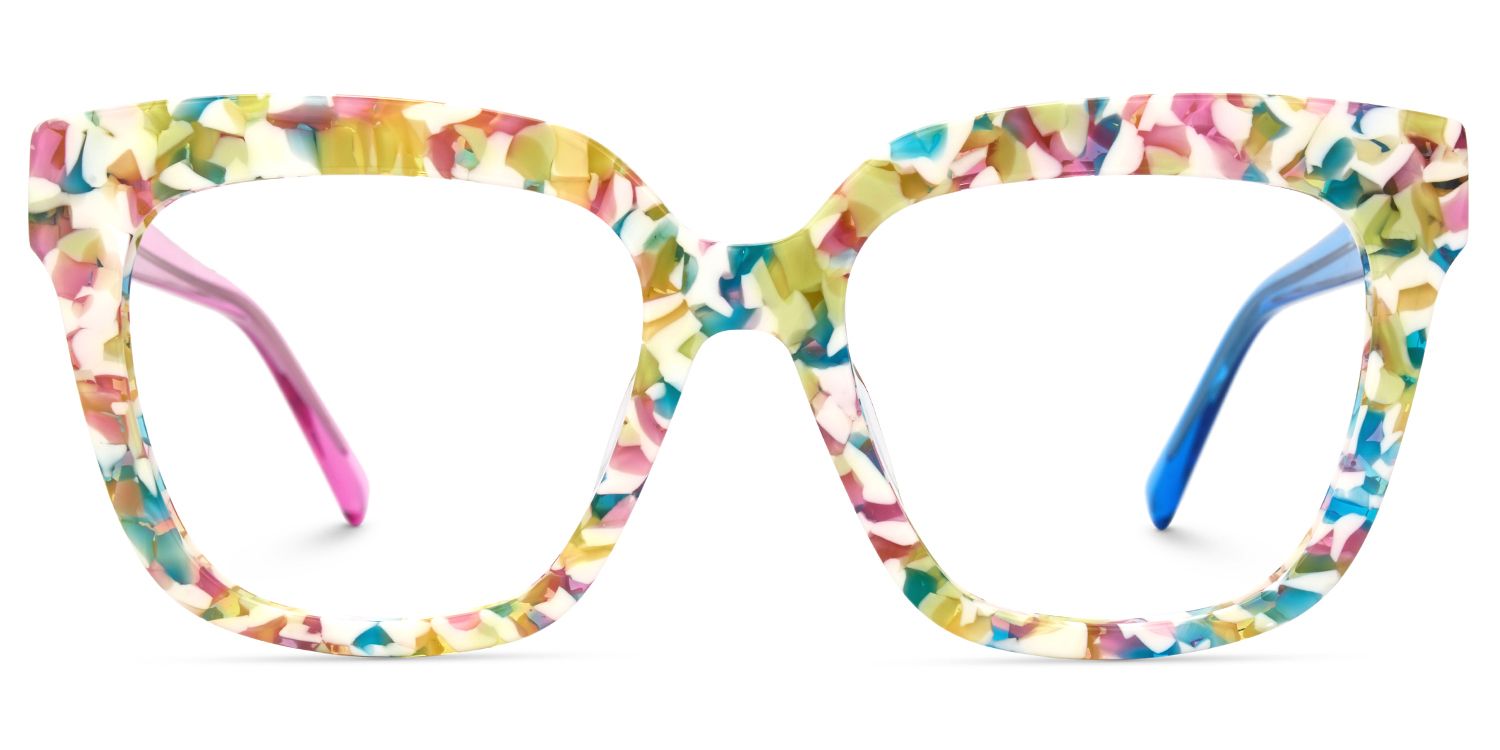 Square Mottled Glasses - Nina Acetate Frame Glasses