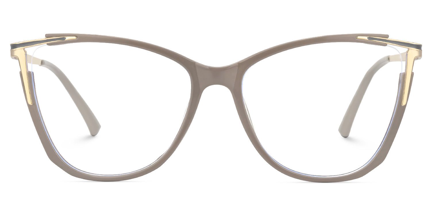 Losier Cateye Khaki Eyeglasses with Mixed Materials -Zeelool