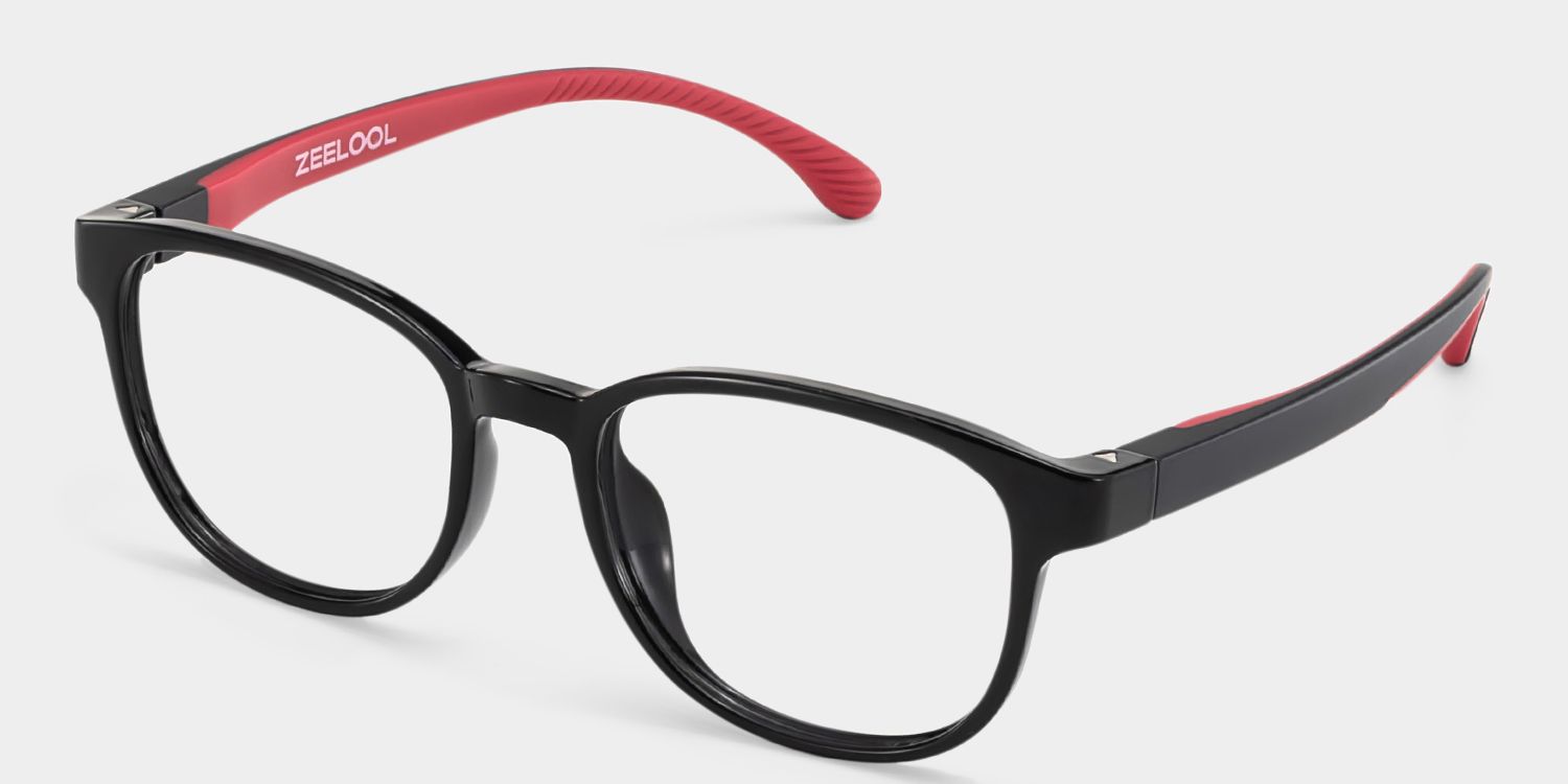 Dale Round Black Red Frame Eyeglasses for Pre-tweens