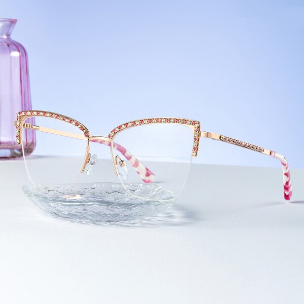 Designer Cat Eye Glasses Frames With Rhinestones