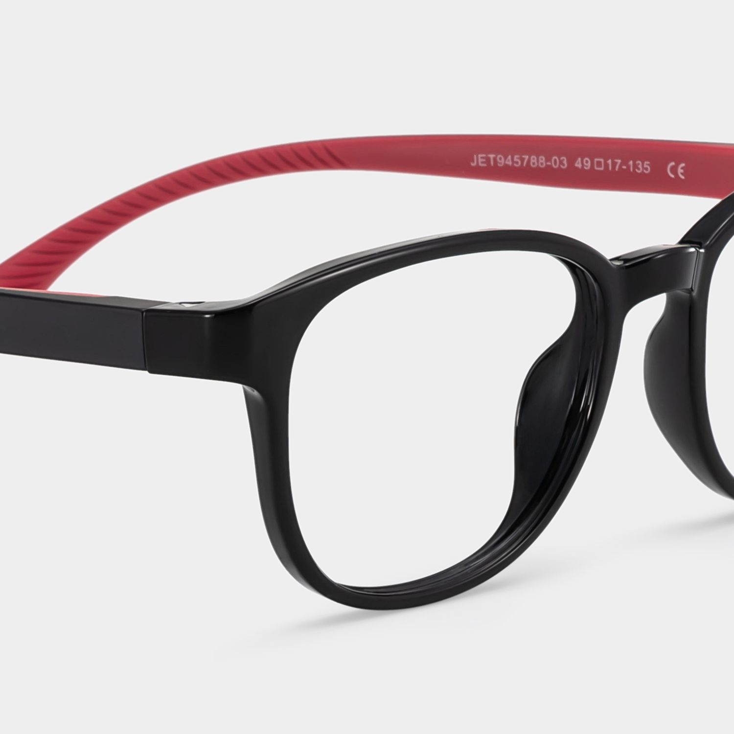 Dale Round Black Red Frame Eyeglasses for Pre-tweens