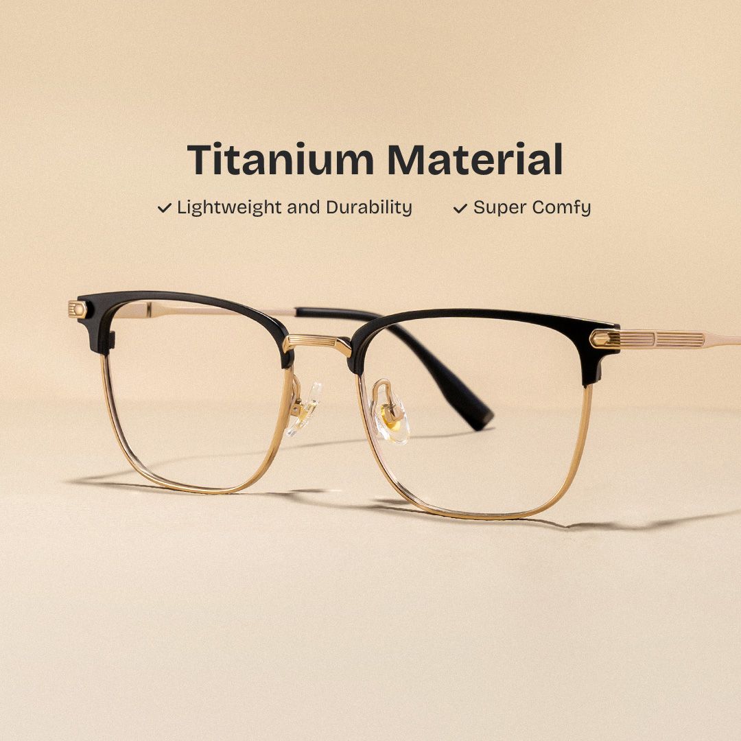 Men's Titanium Eyeglass Frames with Browline Shape