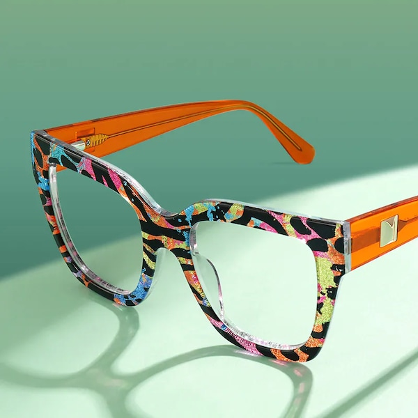 Ruby Leopard Print Fashion Square Frame Glasses | ZEELOOL